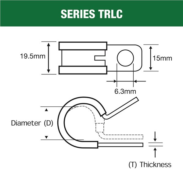 TRLC10P - TRLC Series - Rubber Lined - 6.3mm Hole | Tridon